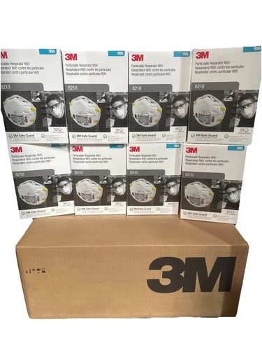 3M 8210 N95 Mask Case of 8 Boxes 160 Masks Disposable Particulate ...