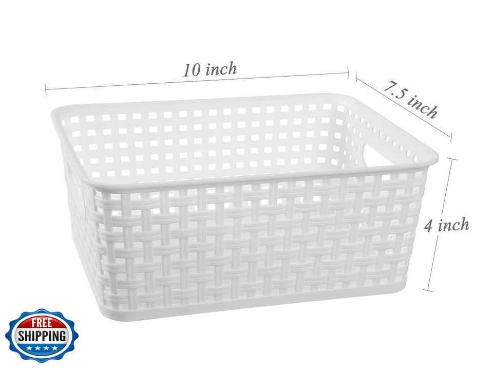 ZHENFAN White Plastic Woven Storage Baskets, 12-Pack Weave Basket | eBay