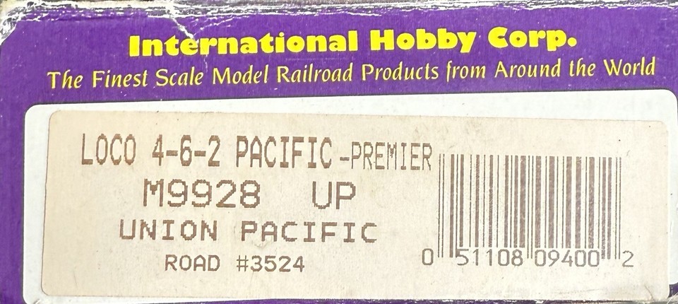 IHC Ho Scale Union Pacific #3524 Steam Engine 4-6-2 Pacific Premier ...