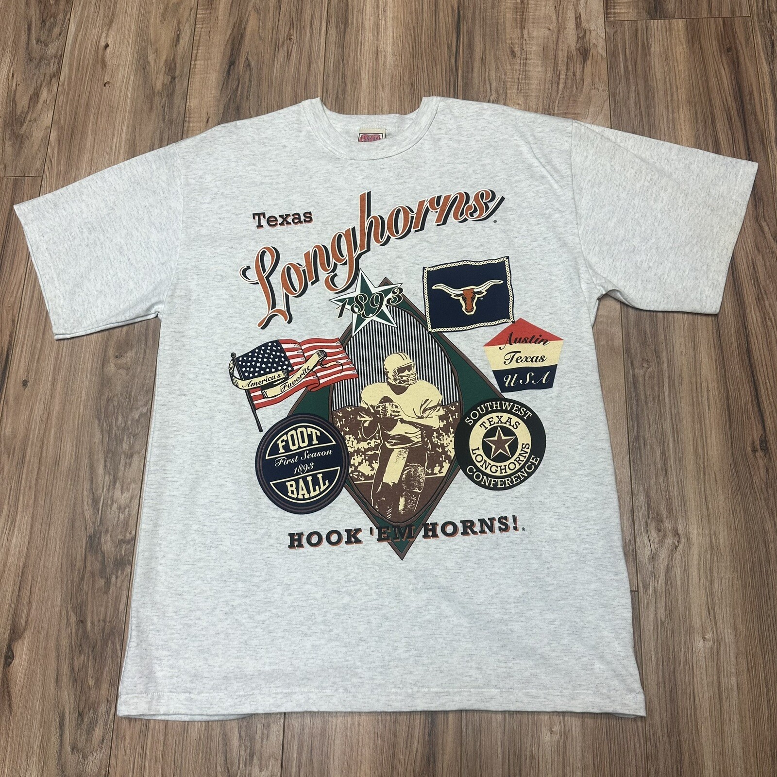 Vintage Longhorns University Of Texas Tee Large Gray AOP SINGLE STITCH ...