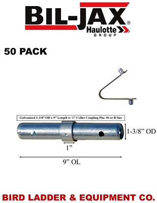 (50 Pack) Bil-Jax Scaffolding Coupling Pin 1-3/8"OD x 9"L & Spring ...