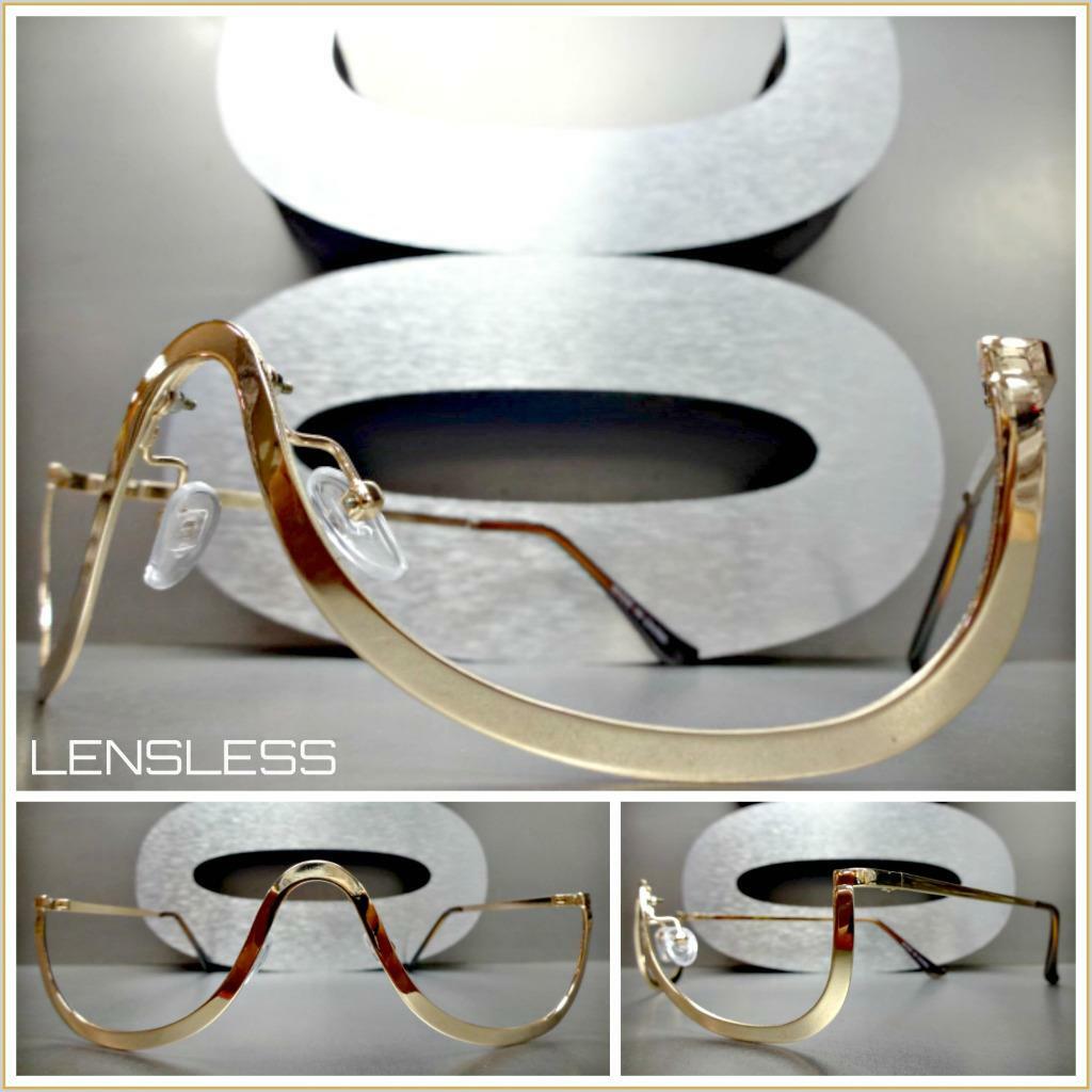 Oversized Retro Style Lensless SUN GLASSES No Shade Rose Gold Frame ...