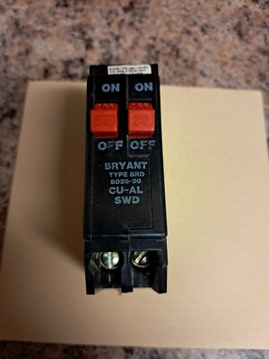 Bryant BRD 20-20 20 Amp 2 Pole 120/240V Tandem Circuit Breaker BD2020 ...