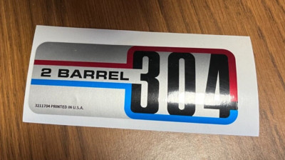 Fits JEEP AMC 304 V8 304 2 BARREL Sticker for/fits Jeep CJ & Other AMC ...