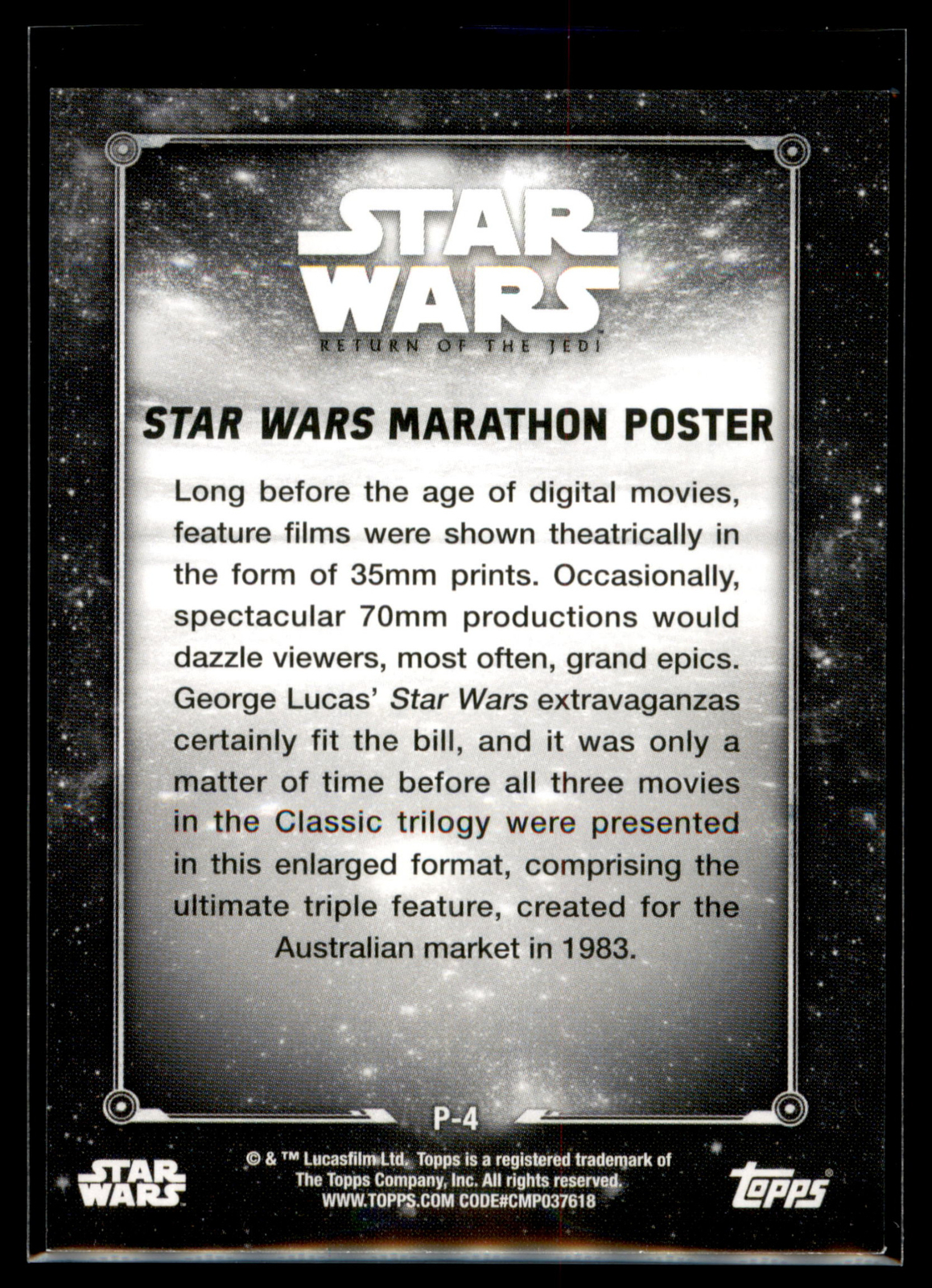 2020 Topps Star Wars ROTJ Black & White Posters Star Wars Marathon ...