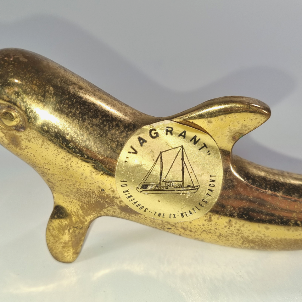 VINTAGE BRASS DOLPHIN FIGURE MEMORABILIA FROM BEATLES YACHT 'VAGRANT ...