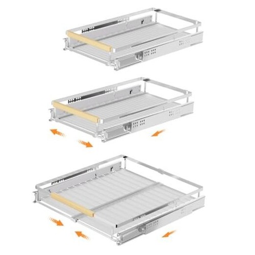 Cabinet Pull Out Shelf, Expandable Bottom-Mounted Slide Out Storage ...