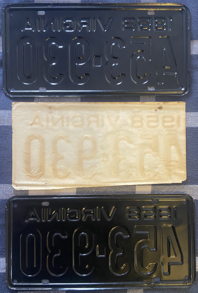 1958 Vintage Virginia License Plates - OK for DMV Registration ...