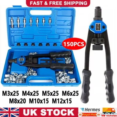 Professional Hand Rivnut Nut Thread Riveter Gun Repair Tool Kit M3-M12 ...