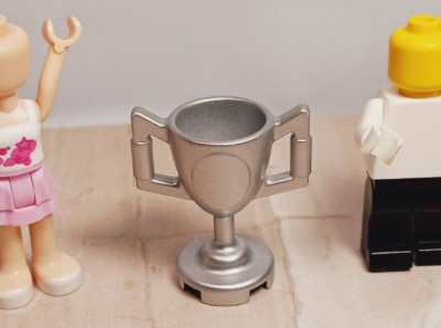 New LEGO Trophy BIG Metallic Silver CUP Pointed Handles Tennis Racing ...