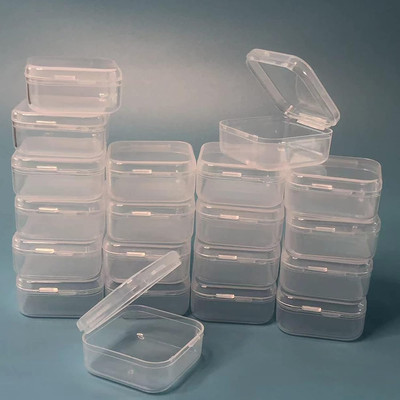 Wotermly 20 Pcs Small Plastic Boxes Mini Square Plastic Clear Storage ...