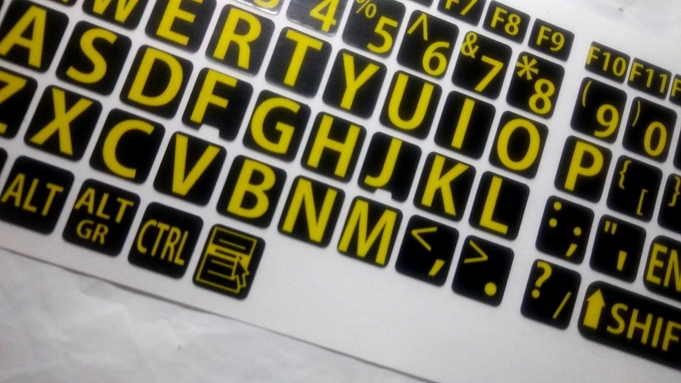 English US LARGE LETTER KEYBOARD STICKERS for Computer or Laptop/YELLOW ...