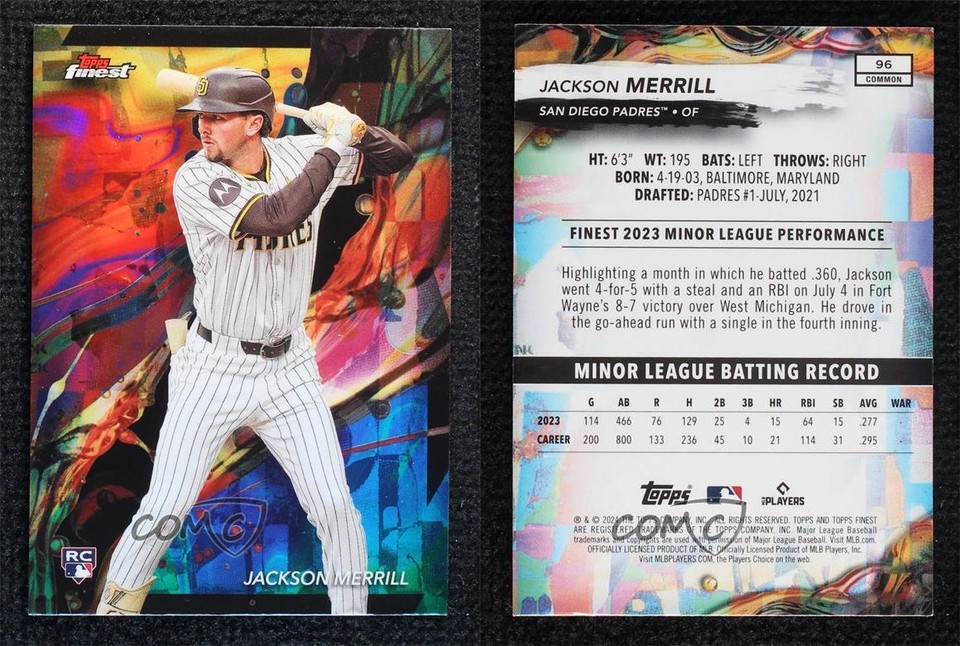 2024 Topps Finest Common Oil Spill Refractor Jackson Merrill #96 Rookie ...