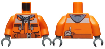 LEGO Minifigure Orange Torso Construction Jacket Hoodie Radio City Fire ...