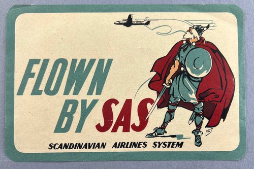 SAS Scandinavian Airlines Vintage Original Airline Luggage Label ...
