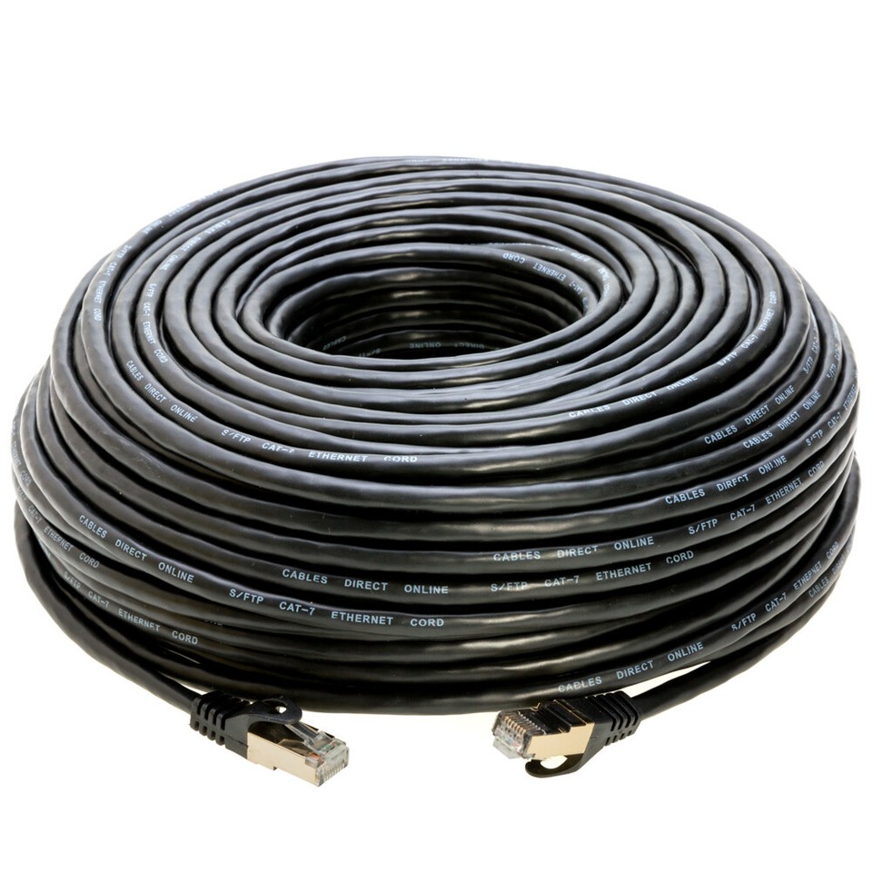 Cat7 S/FTP Ethernet Patch Cable High-Speed 600MHz Black 30-200FT Multi ...
