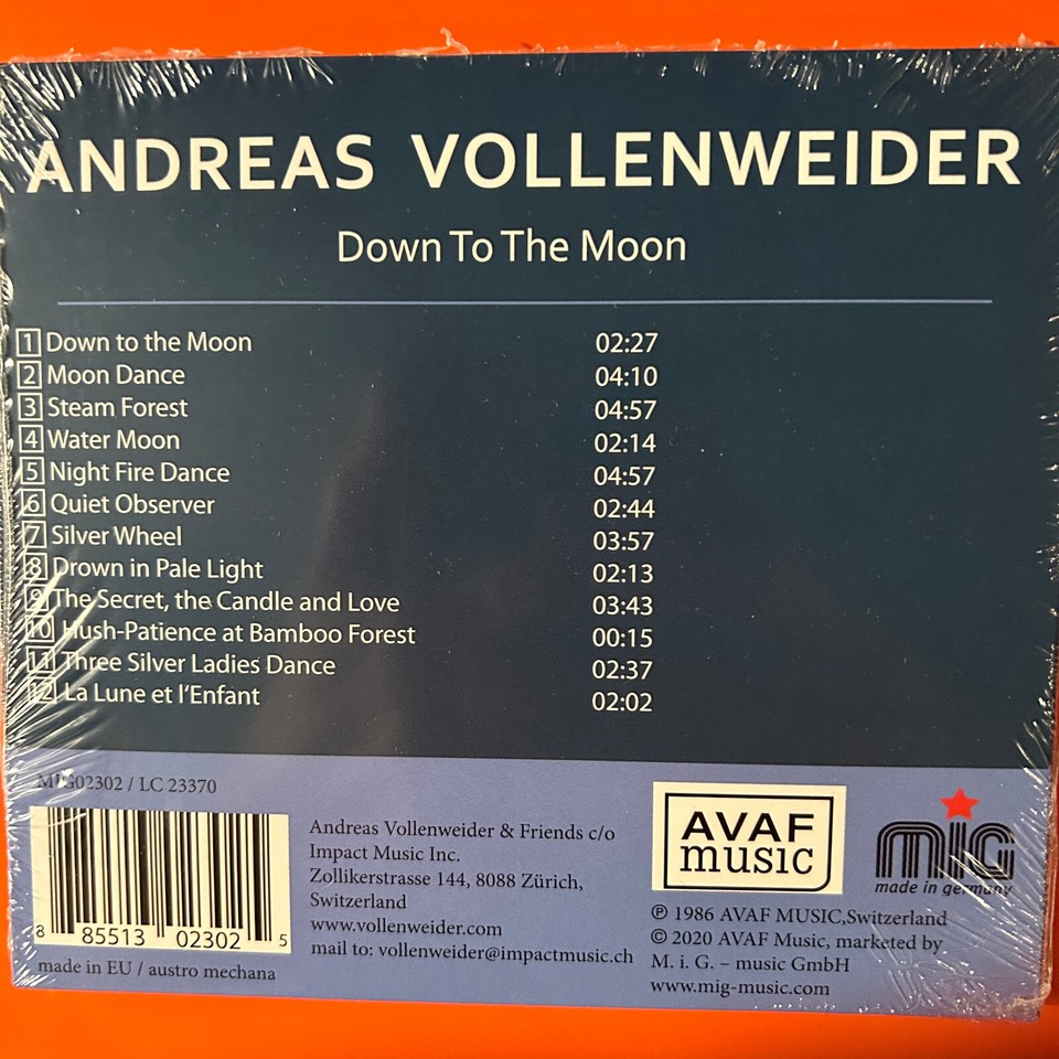 ANDREAS VOLLENWEIDER - DOWN TO THE MOON - CD 2020 AVAF MUSIC - NEW ...