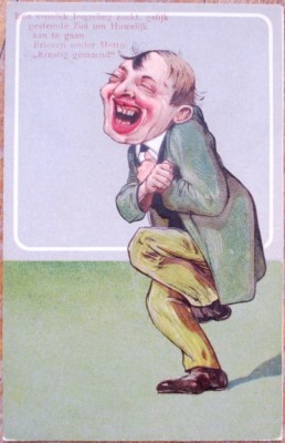 Man Laughing 1910 Embossed, Color Litho Postcard-Doubled Over in ...