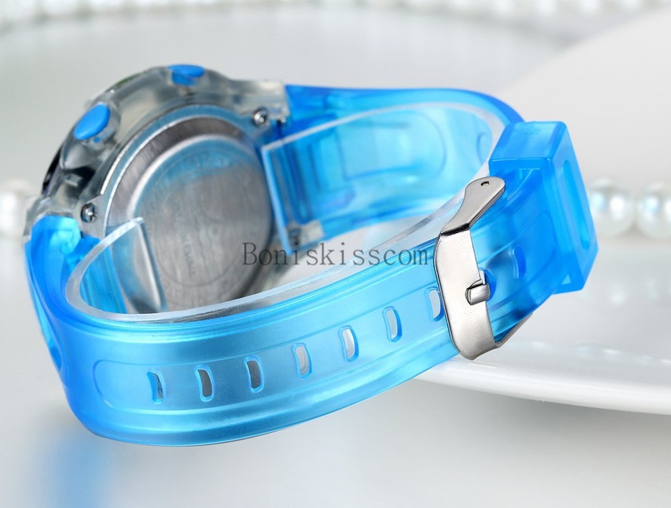 LED Digital Alarm Day Student Kids Wrist Watch Waterproof Children's ...