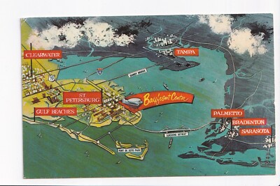 Vintage Postcard POSTED Suncoast Vacation Map Florida Aerial View | eBay