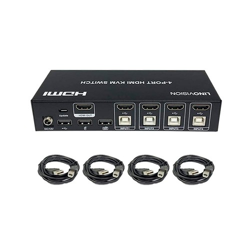 4x1 4-port 4k HDMI USB 2.0 KVM Switch Keyboard Video Mouse Switcher Hot ...