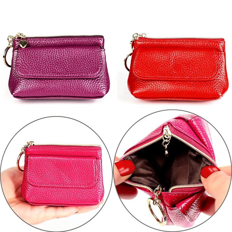 Genuine Leather Zipper Coin Purse Ladies Mini Coin Purse Card Bag Small ...