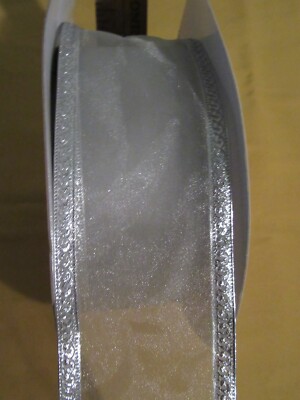 Silver Embossed Wire Edged Sheer Ribbon for Gift Wrap/Decor~ 9+ yds x 2 ...