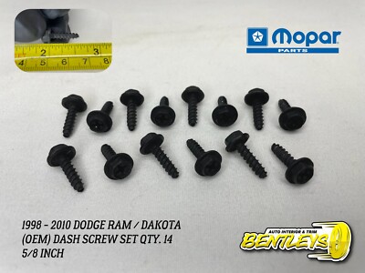 1998 - 2010 DODGE RAM DAKOTA DASHBOARD DASH HEX SCREW SCREWS SET QTY 14 ...