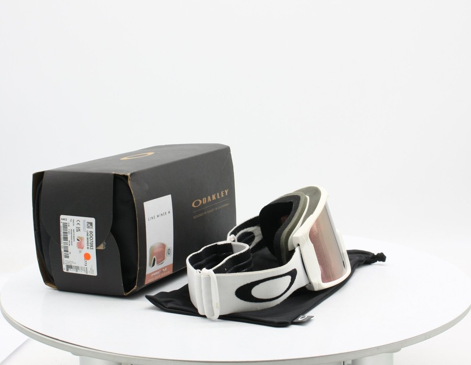 OAKLEY LINE MINER MEDIUM SNOW SKI GOGGLES PRIZMWHITE ROSE GOLD RRP £150 ...