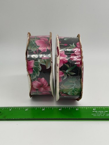 VtG Lion Ribbon Fabric Pink Green Black Floral Ribbon 2 Rolls - 1 3/8 ...