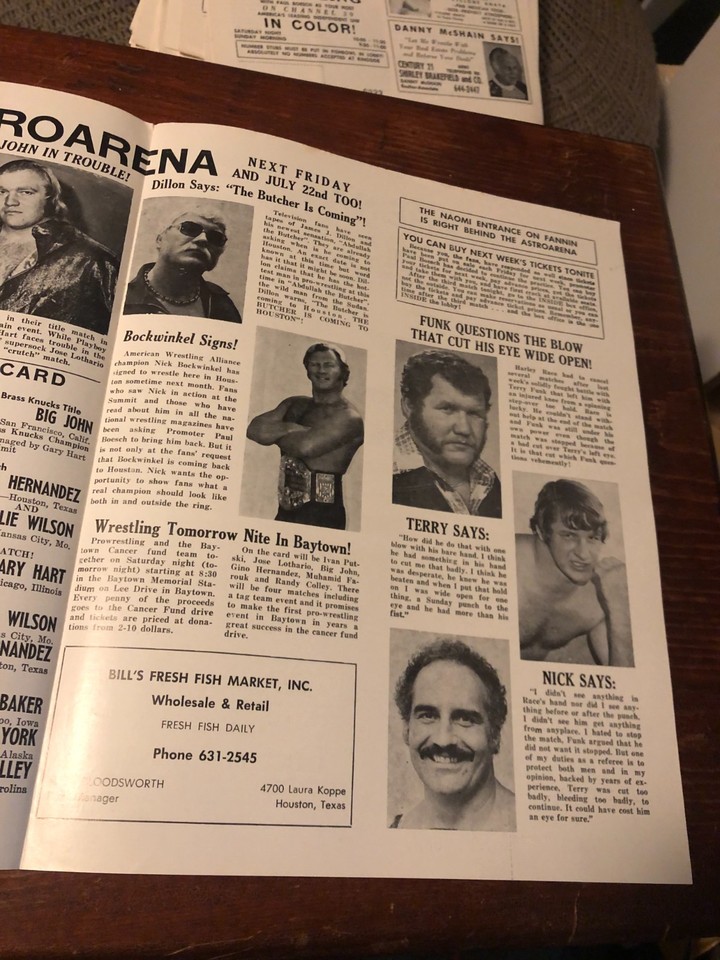 Vintage 07/08/1977 Houston, TX Paul Boesch Wrestling Program NWA/AWA ...