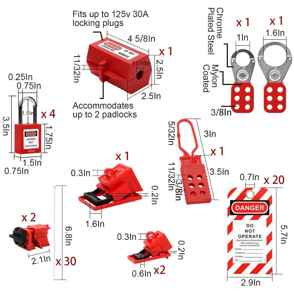 Lockout Tagout Kit Electrical with Hasps Set,Loto Locks Set(2 Keys Per ...