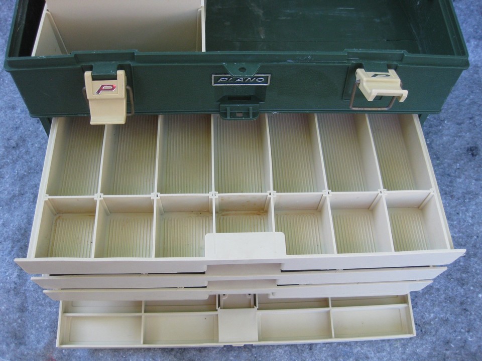 Vtg Plano 787 4 Drawer Tackle Box Fishing Organizer Storage Bait racks ...
