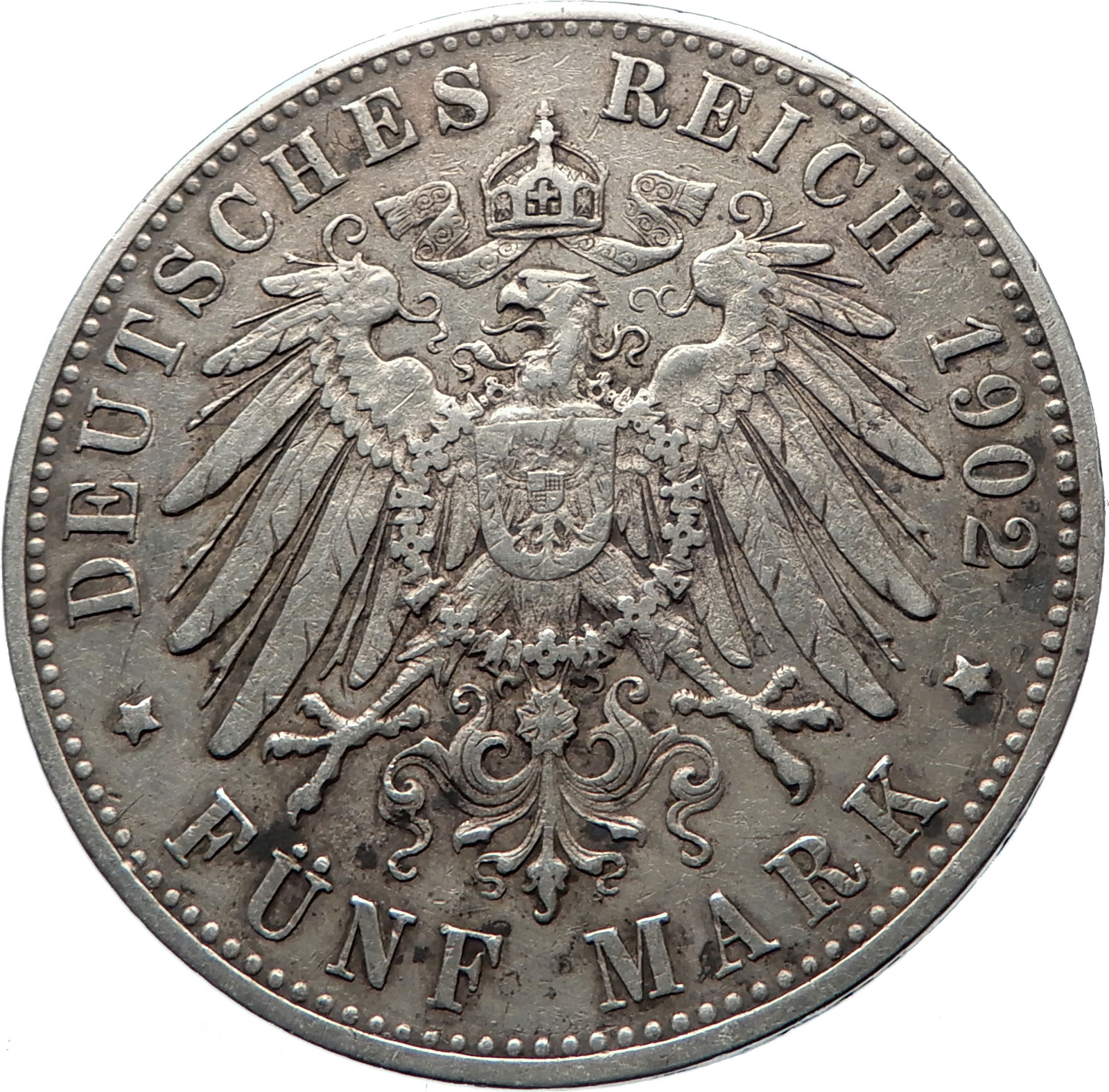 1902 Germany GERMAN STATES Wurttemberg w WILHELM II Antique Silver Coin ...