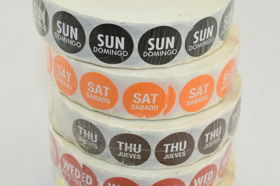 Daydots 3/4" Small Expiration Date Day Stickers SET Mon Tue Wed Thu Sat ...