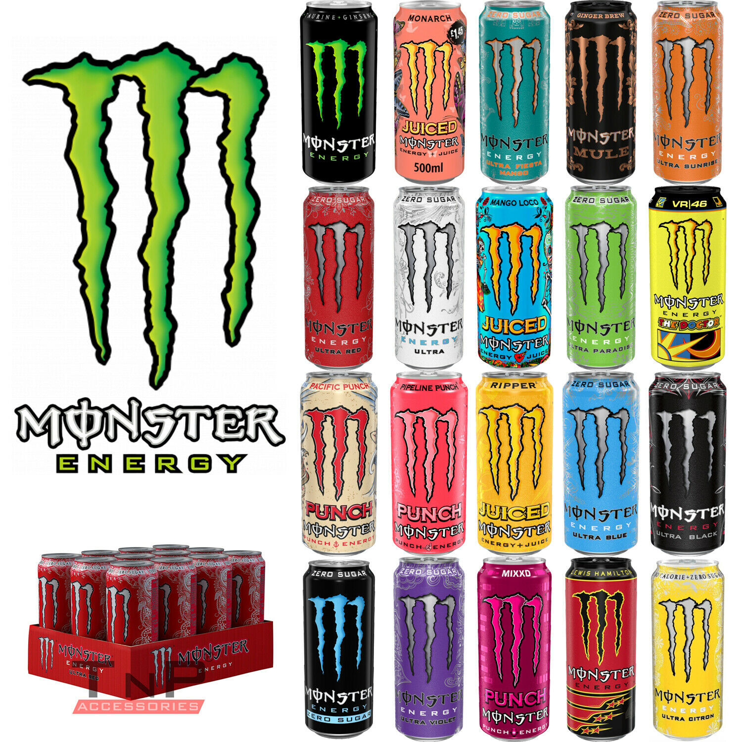 Monster Energy Ultra Zero Calories 1 /6 /12 x 500ml Drink Cans Sugar ...