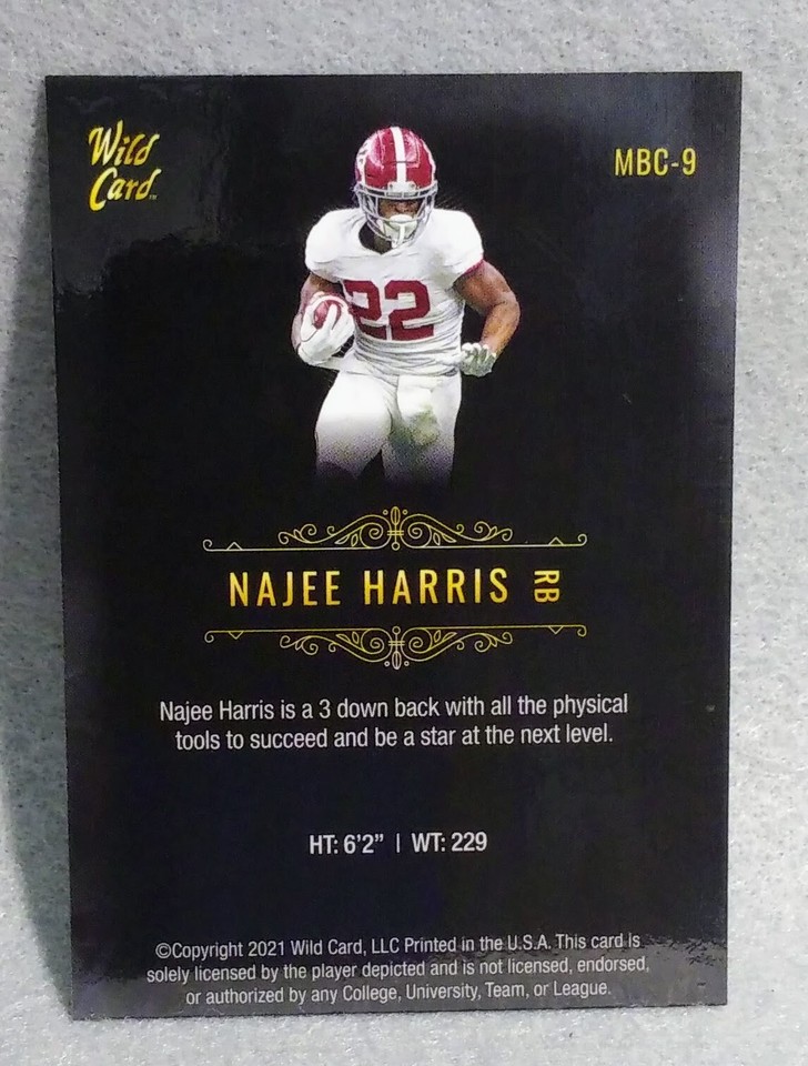 2021 Matte Wild Card, Black Premier, Najee Harris, Rookie Card,#MBC-9 | eBay