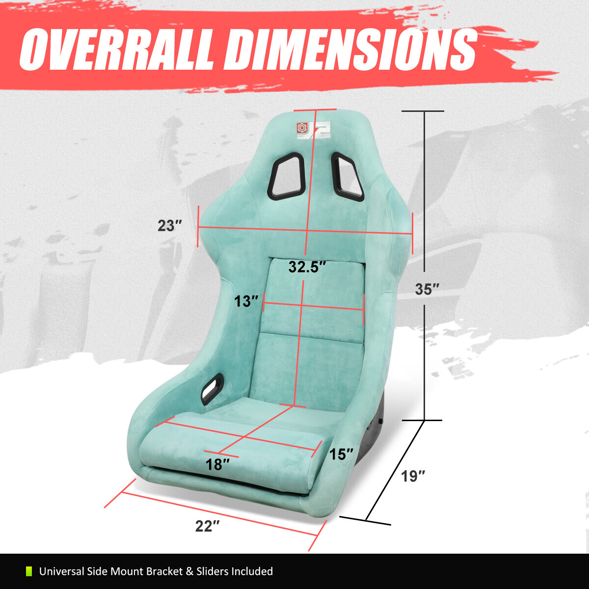 J2 Universal Large Fiberglass Fixed Position Bucket Racing Seat Lake ...
