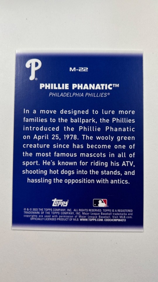 Phillie Phanatic 2023 Topps Big League Mascots #M-22 Philadelphia ...