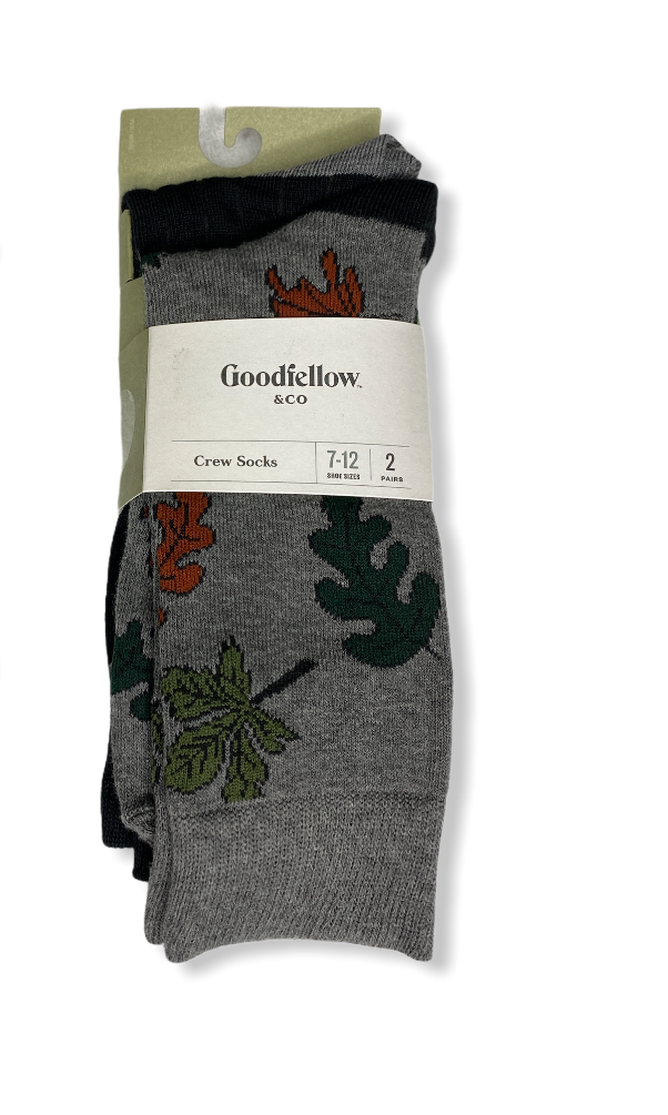 Men's 2pk Leaf Crew Socks - Goodfellow & Co - Gray - Size 7-12 - S702 ...