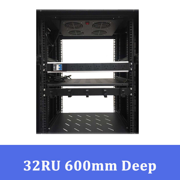 32RU 32U 19" 19 Inch 600MM DEPTH NETWORK SERVER COMMS DATA RACK CABINET ...
