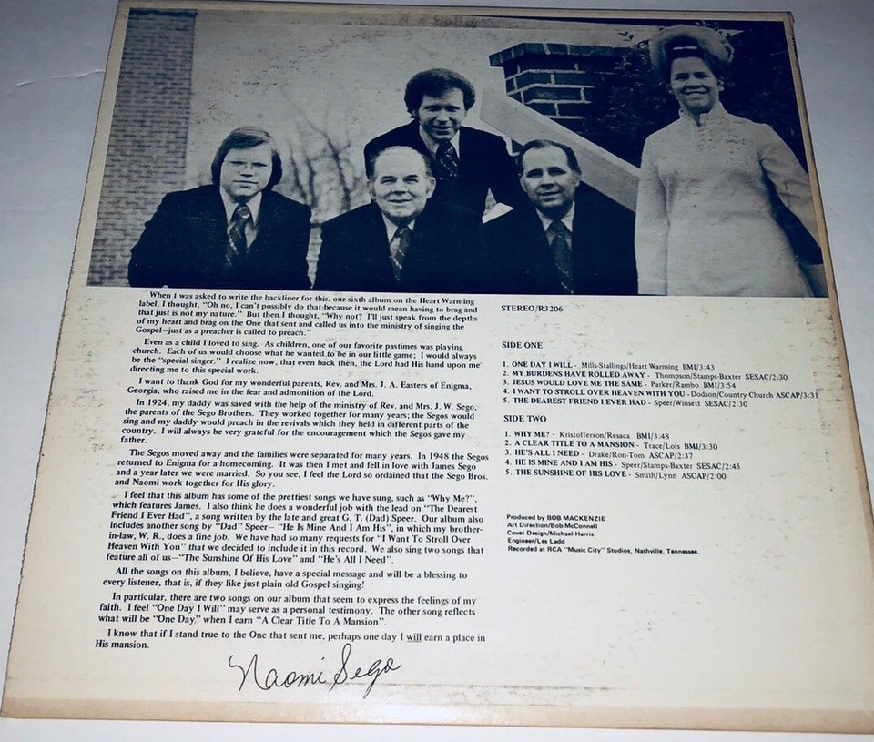 Sego Brothers The Dearest Friend I Ever Had Gospel Record Lp 22S | eBay