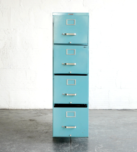 McDowell-Craig Vintage 4 Drawer Filing Cabinet Aqua Blue 15"W X 28.5"D ...