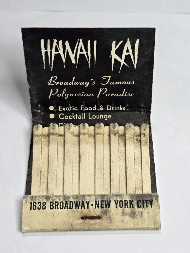 Vintage Matchbook Hawaii Kai Polynesian Tiki Restaurant New York City ...