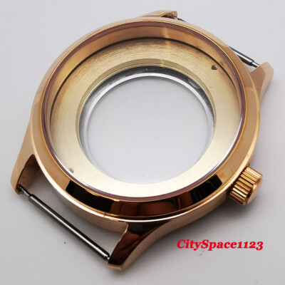 42mm Rose gold sapphire glass watch case fit ETA 2836 Miyota 8215 ST16 ...