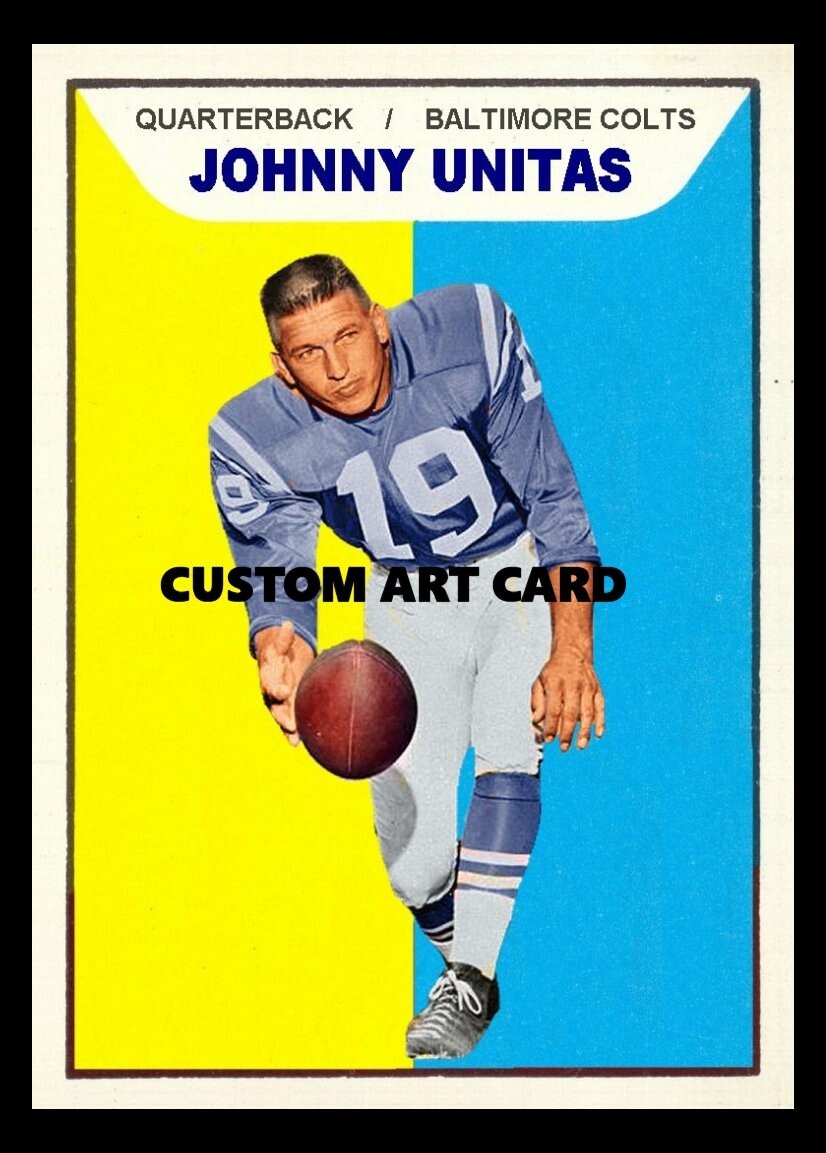 Johnny Unitas Baltimore Colts 1965 Style Custom Football Art Card | eBay