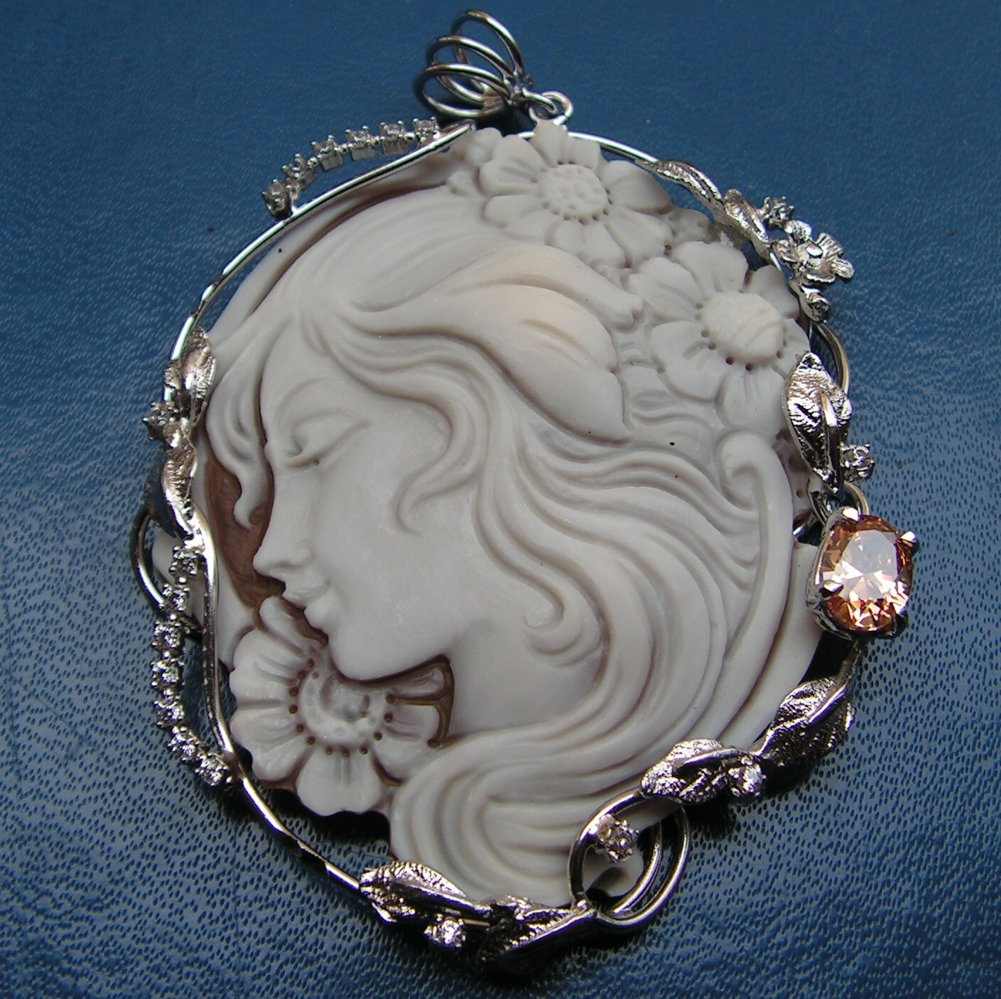 VINTAGE Silver Gold CAMEO SHELL SARDONYX WELL CARVED MADE IN ITALY lady ...
