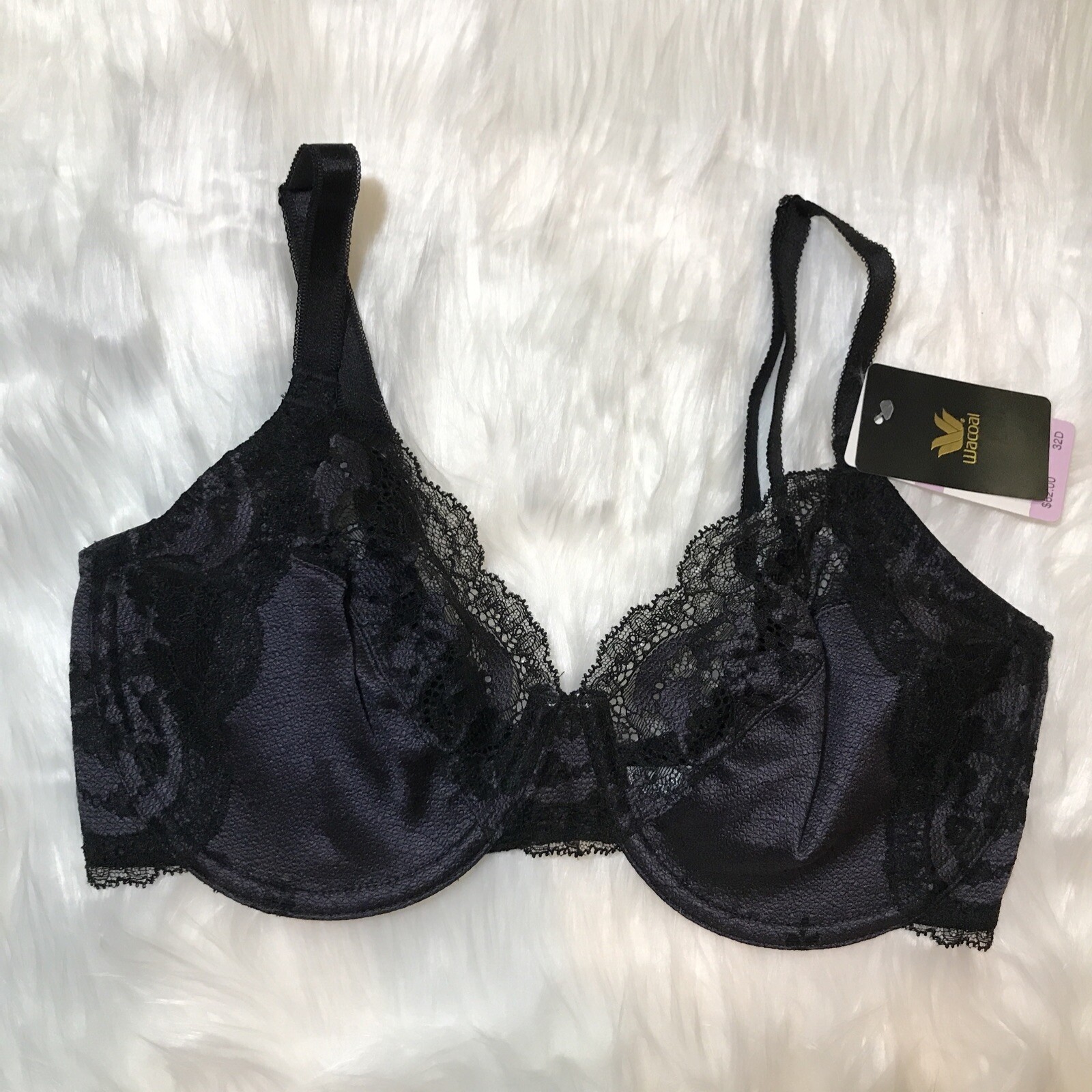 Wacoal Women's Lace Affair Underwire Luxury Sexy Bra Black New $62 Size ...