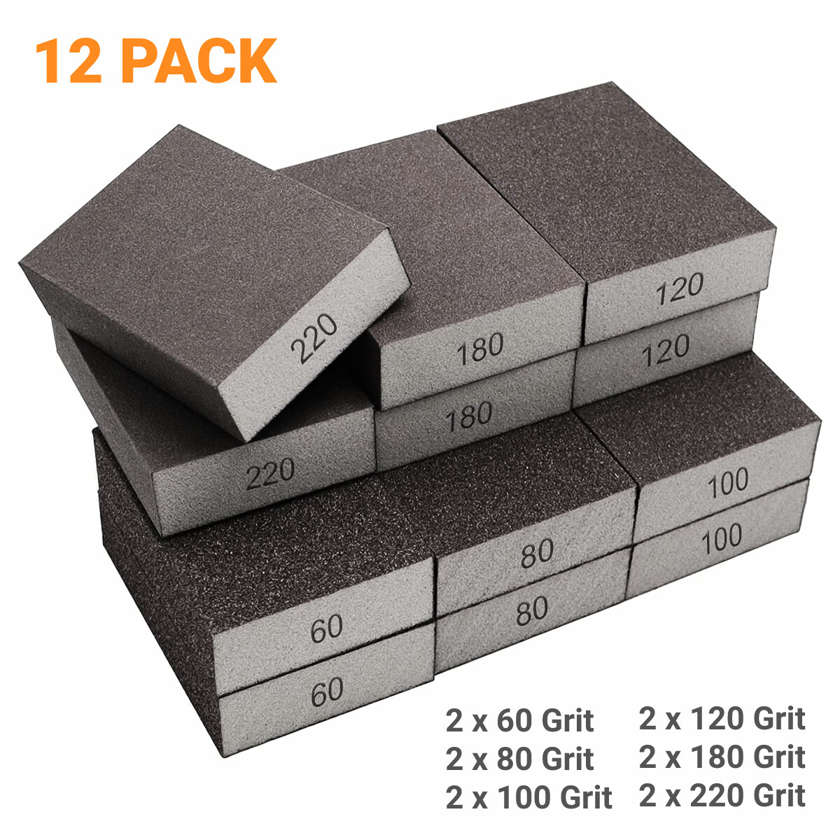Reusable Sanding Tools 12 Pack 60 Grit Sanding Sponges - Washable ...
