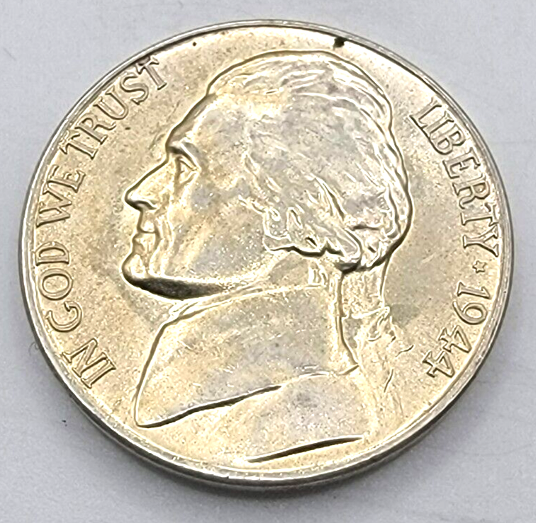 1944 P Jefferson Silver War Nickel Gem BU Die Clash + Die Chip Break ...